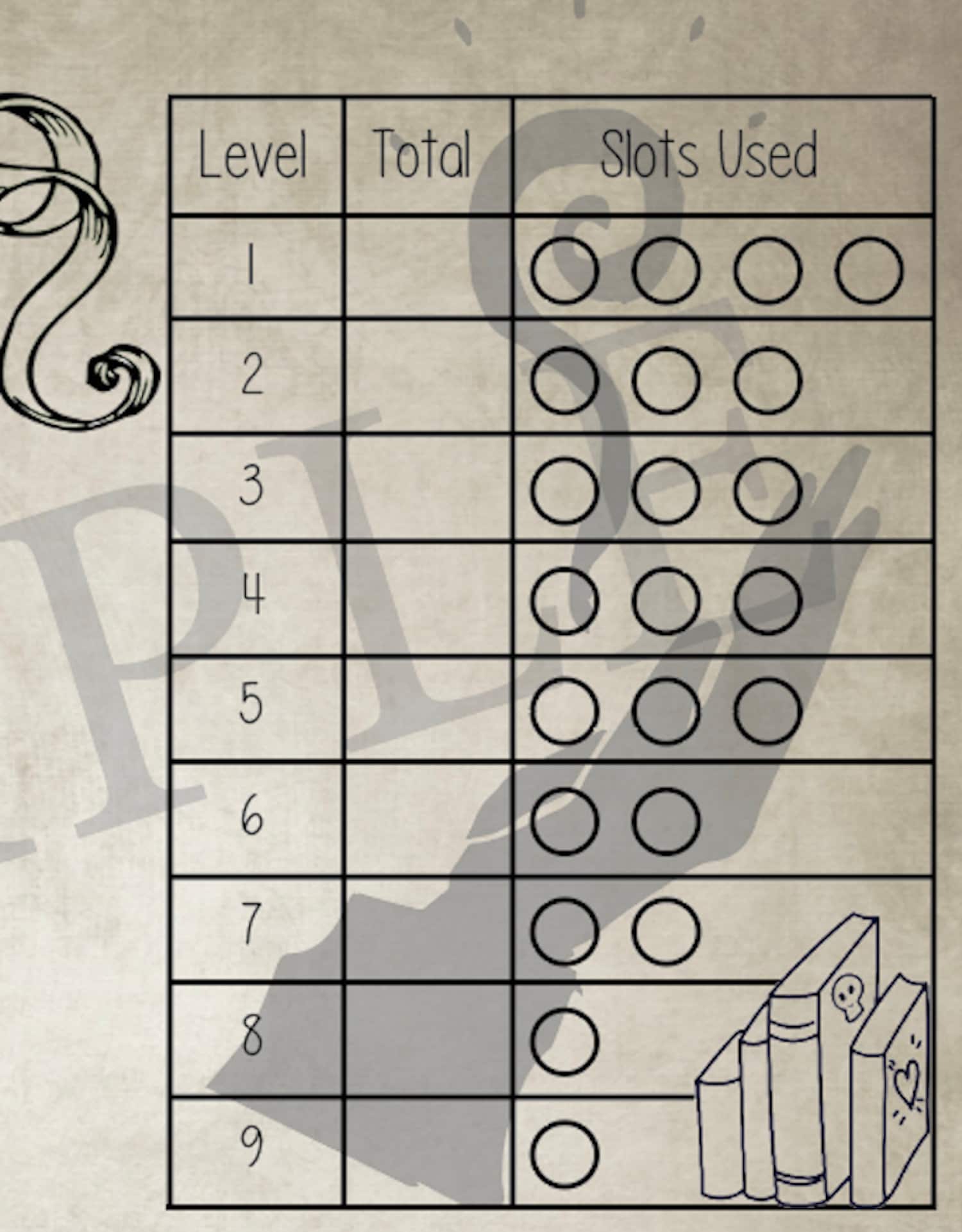 Wizard Spell Tracker Dnd Spell Slot Tracker Spell Tracker - Etsy