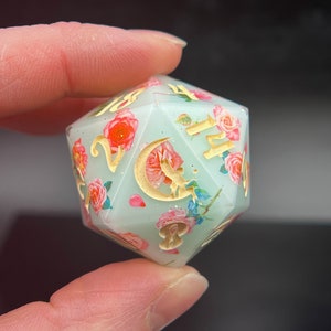 Afternoon Tea JUMBO D20 Floral D20 Fairy D20 Handmade Dice Spring Dice Dnd Dice Jumbo Dice TTRPG ...