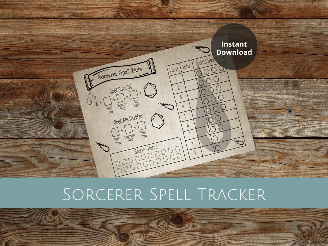 Sorcerer Spell Tracker Dnd Spell Slot Tracker Spell Tracker Dnd Spell ...