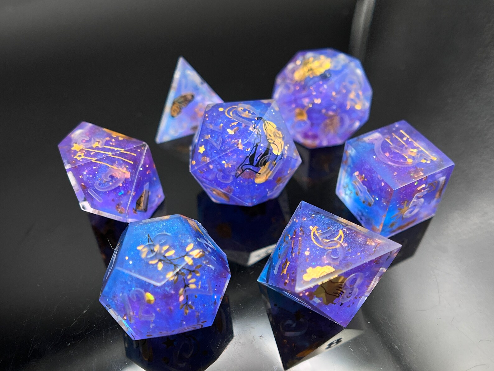 Midnight Spellbook Set | Handmade Dice | Dnd | Galaxy Dice Set | Dnd ...