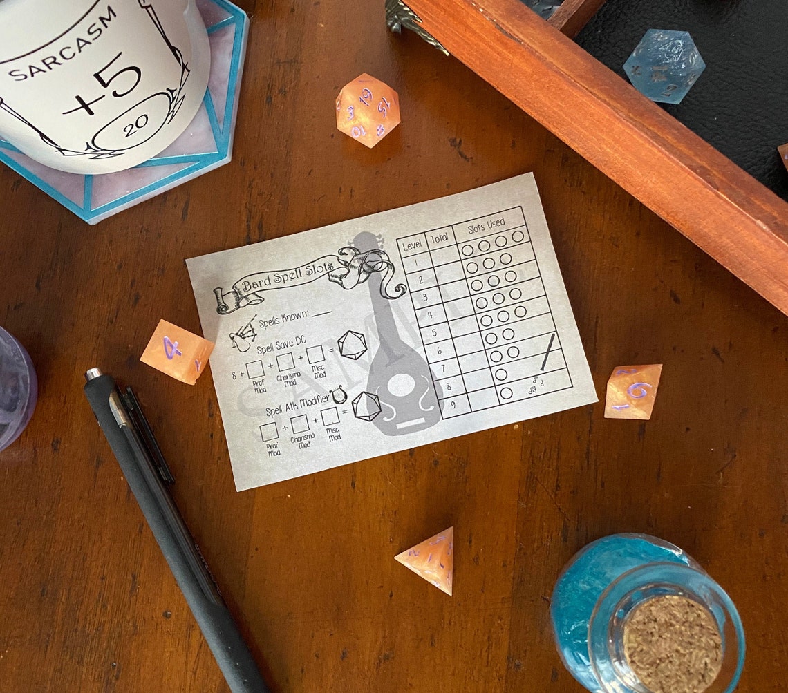 Bard Spell Tracker Dnd Spell Slot Tracker Spell Tracker | Etsy