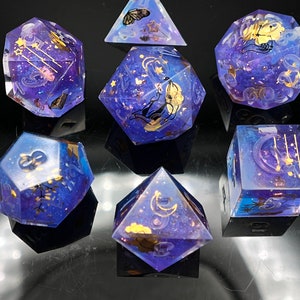 Midnight Spellbook Set | Handmade Dice | Dnd | Galaxy Dice Set | Dnd ...