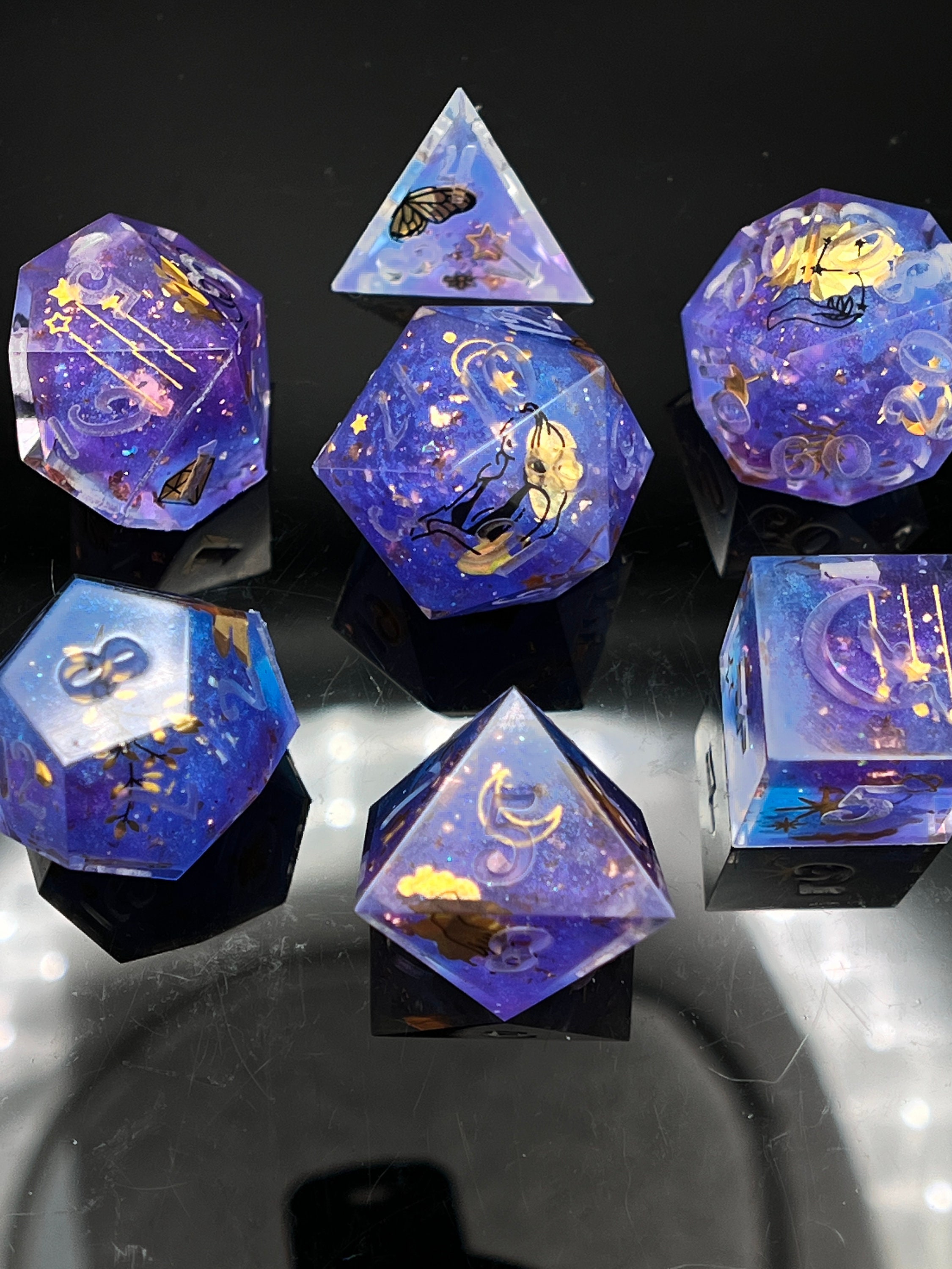Midnight Spellbook Set | Handmade Dice | Dnd | Galaxy Dice Set | Dnd ...