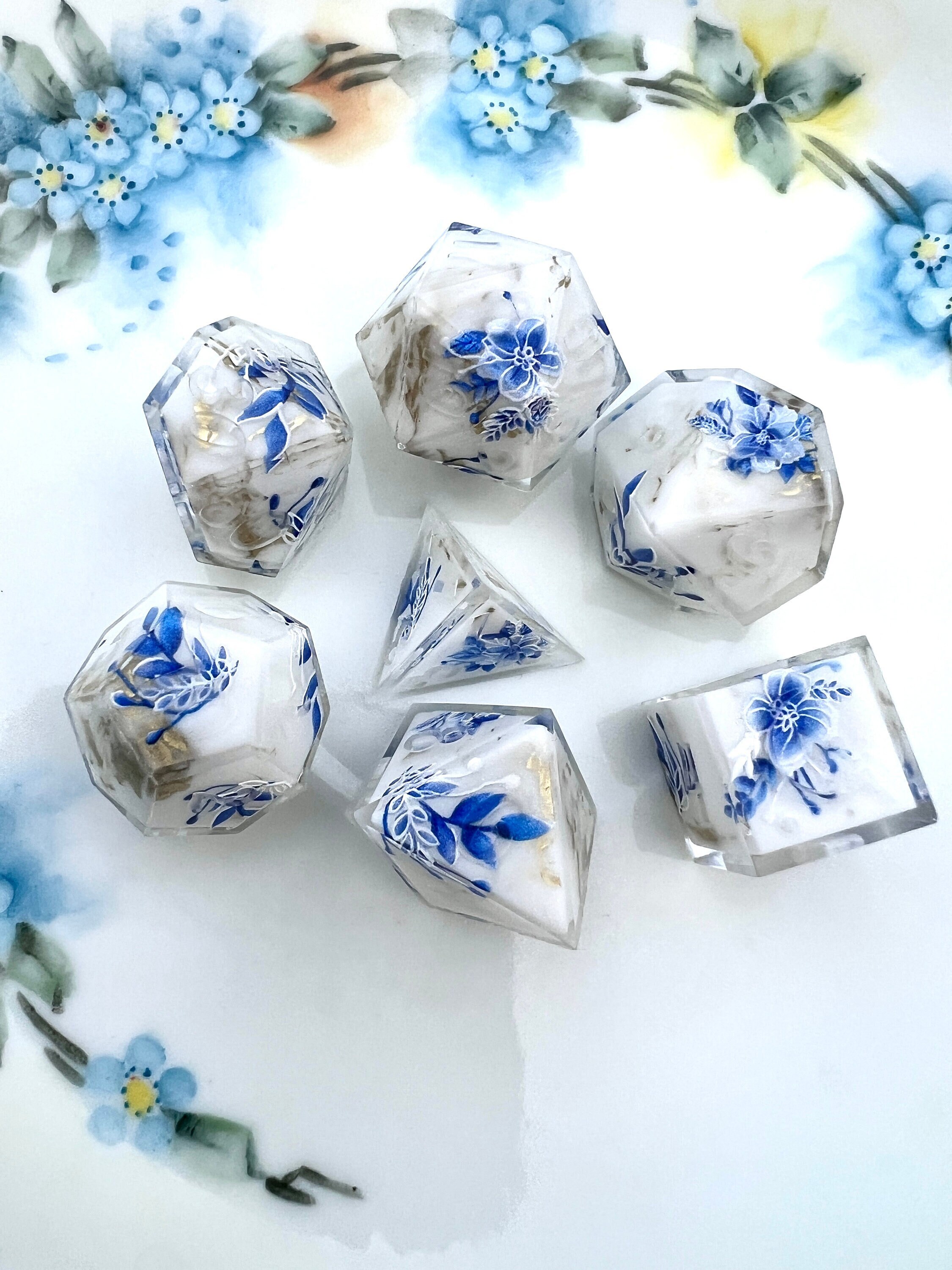 Regal Porcelain Dice | Teacup Dice | Floral Dice | Artisan Resin Dice ...