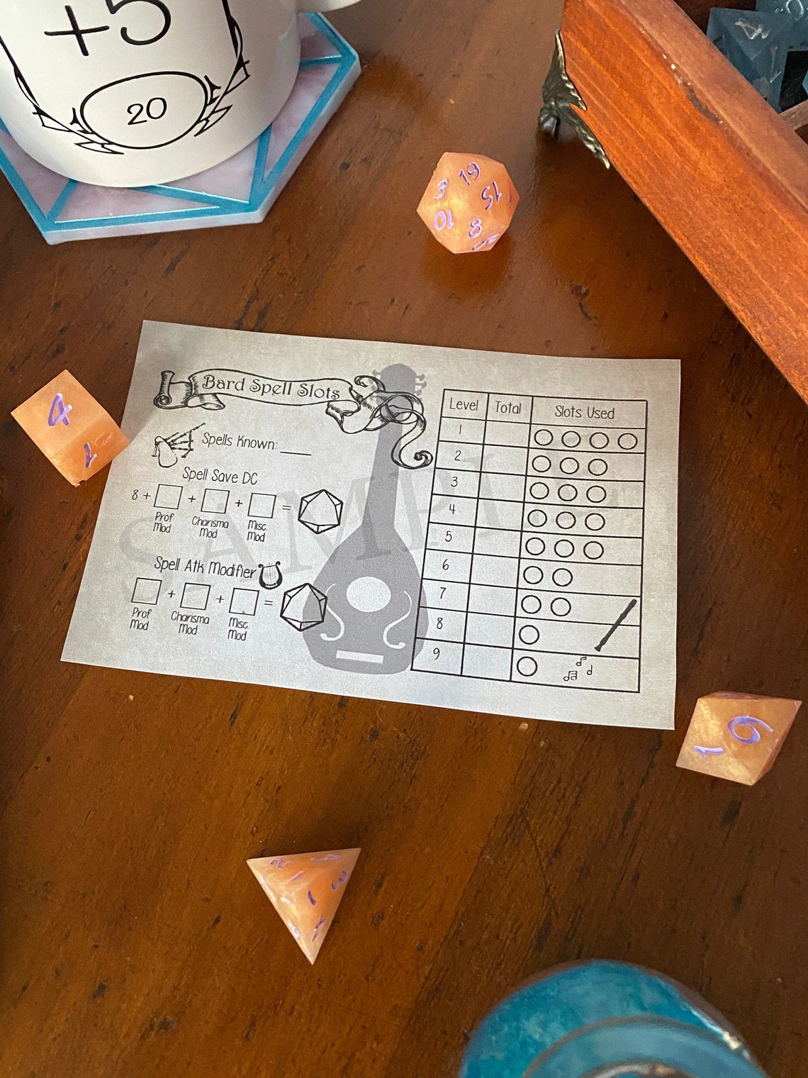 Bard Spell Tracker Dnd Spell Slot Tracker Spell Tracker | Etsy