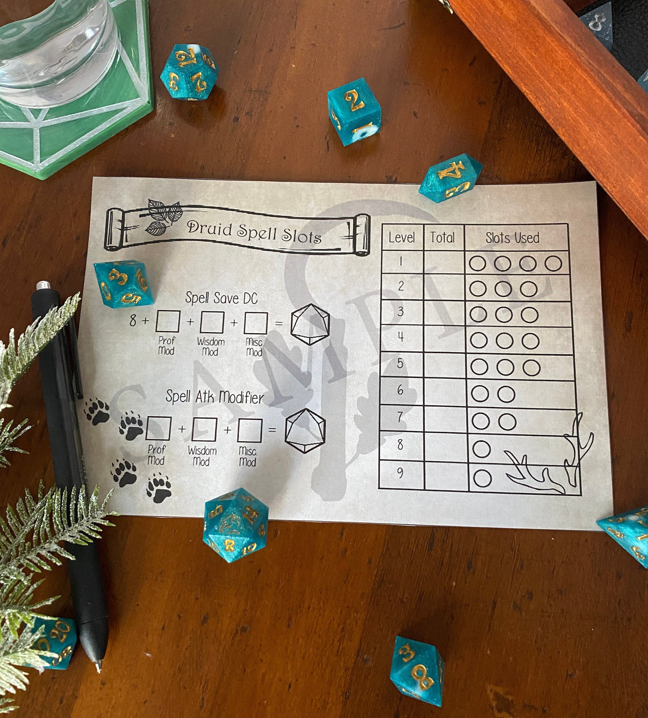 Druid Spell Tracker D&D Spell Tracker Spell Tracker Dnd | Etsy