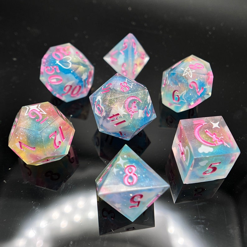 Sailor Moon Inspired Dice Set | Handmade Dice | Dnd | TTRPG Dice ...