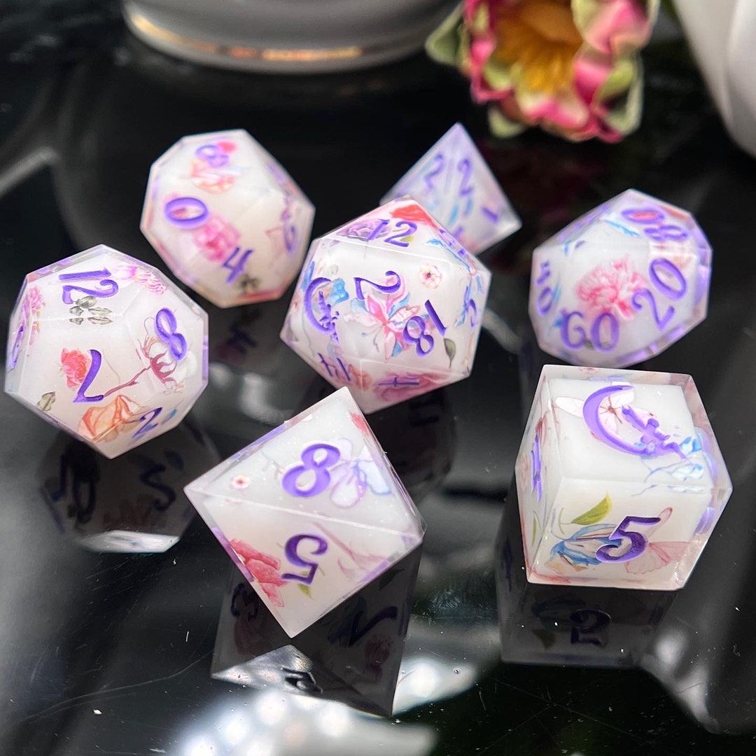 Butterfly Kisses Dice Set Floral Dice Handmade Resin Dice Set ...