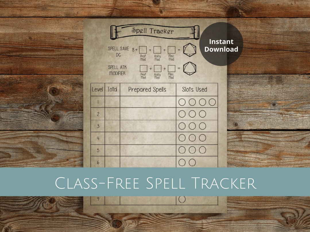 Dnd Spell Slot Tracker | Spell Tracker Dnd | Spell Tracker 5e | Spell ...