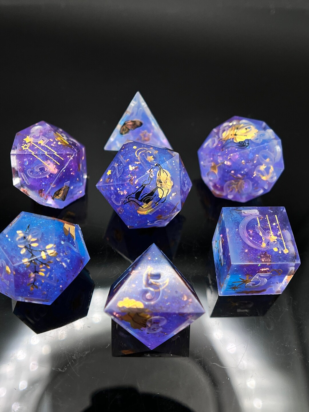 Midnight Spellbook Set | Handmade Dice | Dnd | Galaxy Dice Set | Dnd ...