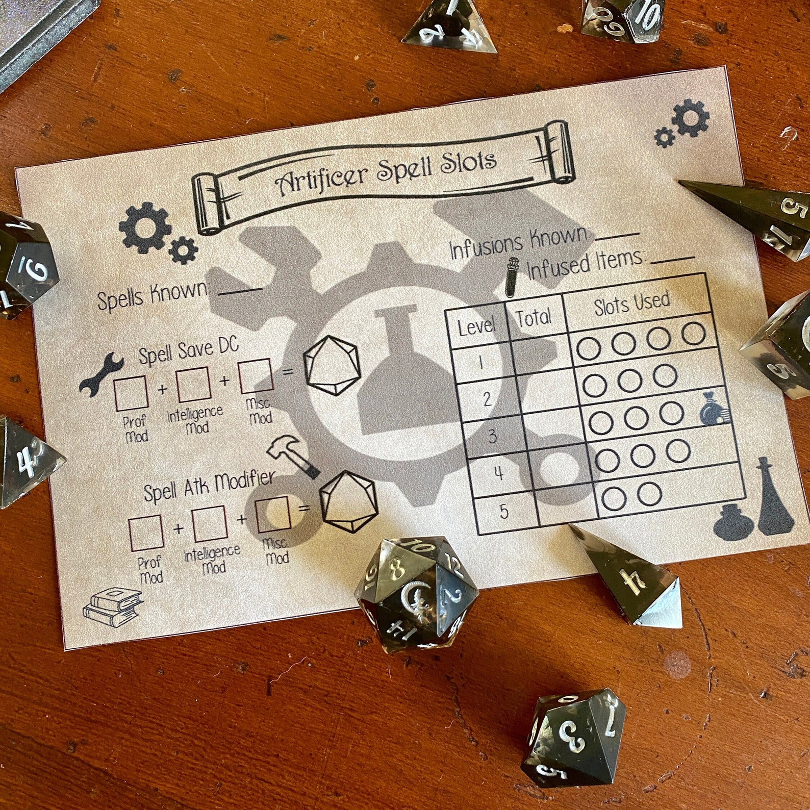 NEW Artificer Spell Tracker D&D Spell Slot Tracker - Etsy