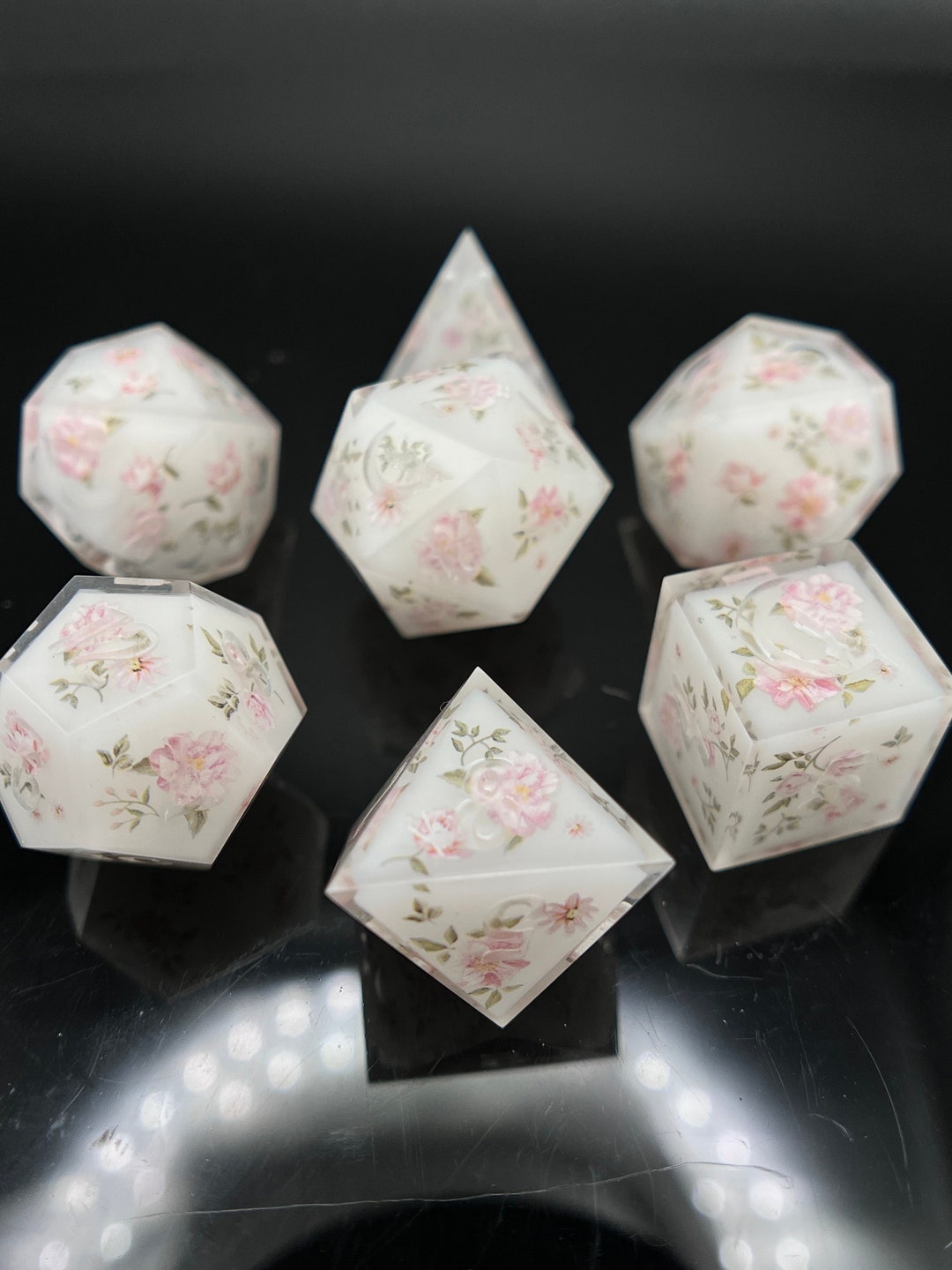Victorian Rose Dice Set Rose Dice Floral Dice Handmade Resin Dice Set ...