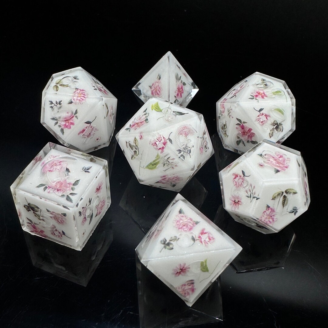 Victorian Rose Dice Set Rose Dice Floral Dice Handmade Resin Dice Set ...