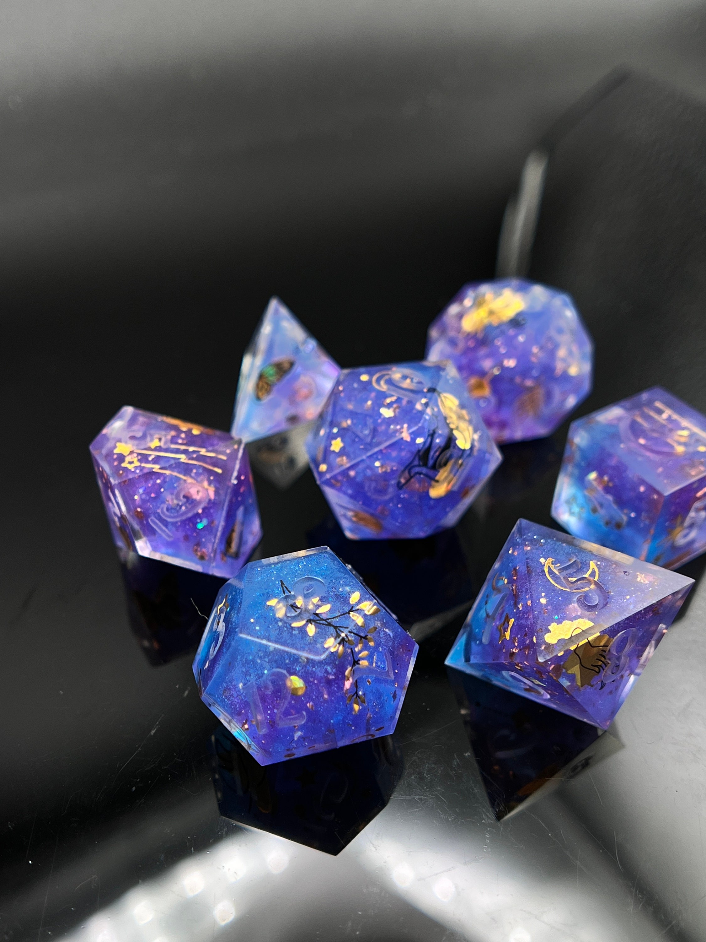 Midnight Spellbook Set | Handmade Dice | Dnd | Galaxy Dice Set | Dnd ...