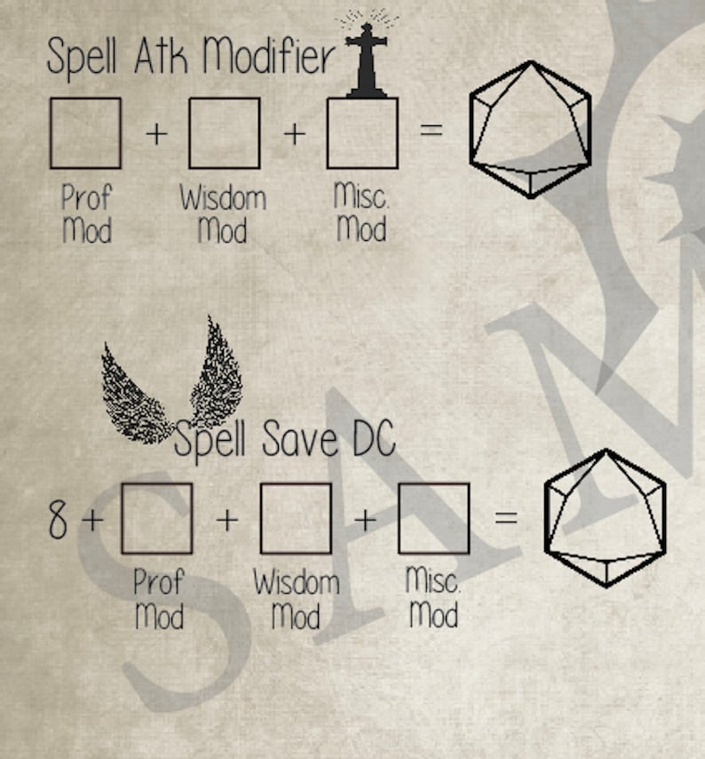 Cleric Spell Tracker Dnd Spell Slot Tracker Spell Tracker | Etsy