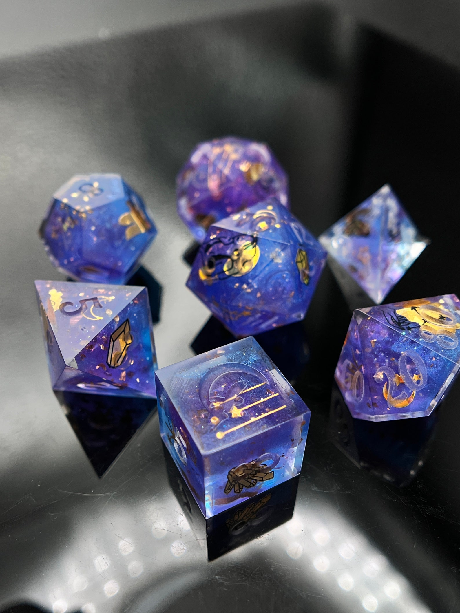 Midnight Spellbook Set | Handmade Dice | Dnd | Galaxy Dice Set | Dnd ...