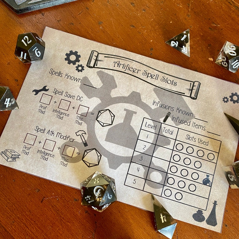 NEW Artificer Spell Tracker D&D Spell Slot Tracker | Etsy