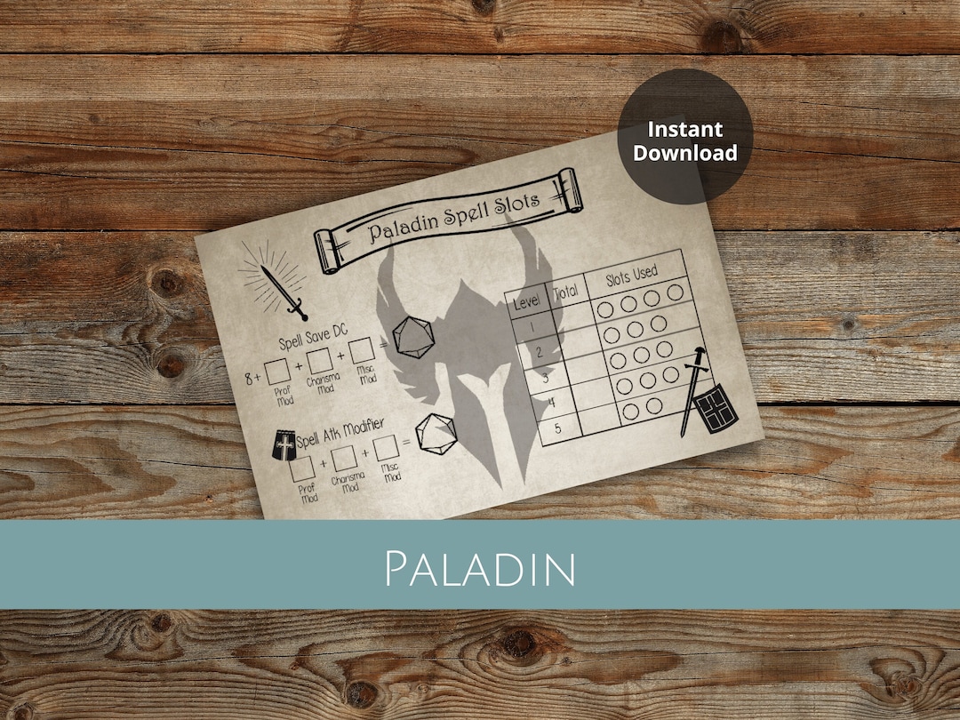 Paladin Spell Tracker | Dnd Spell Slot Tracker | Spell Tracker Dnd ...