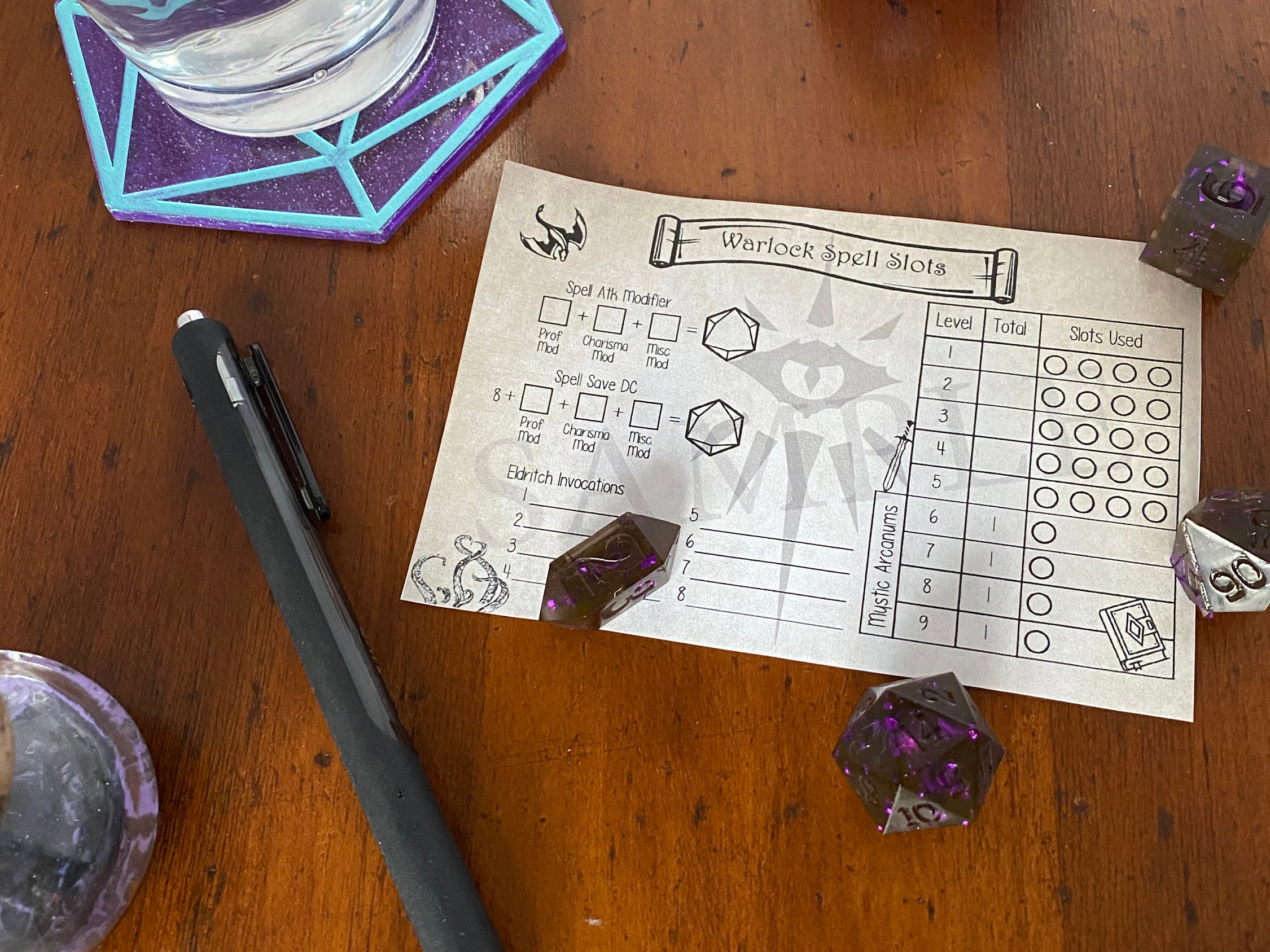 Warlock Spell Tracker D&D Spell Slot Tracker Spell Caster - Etsy