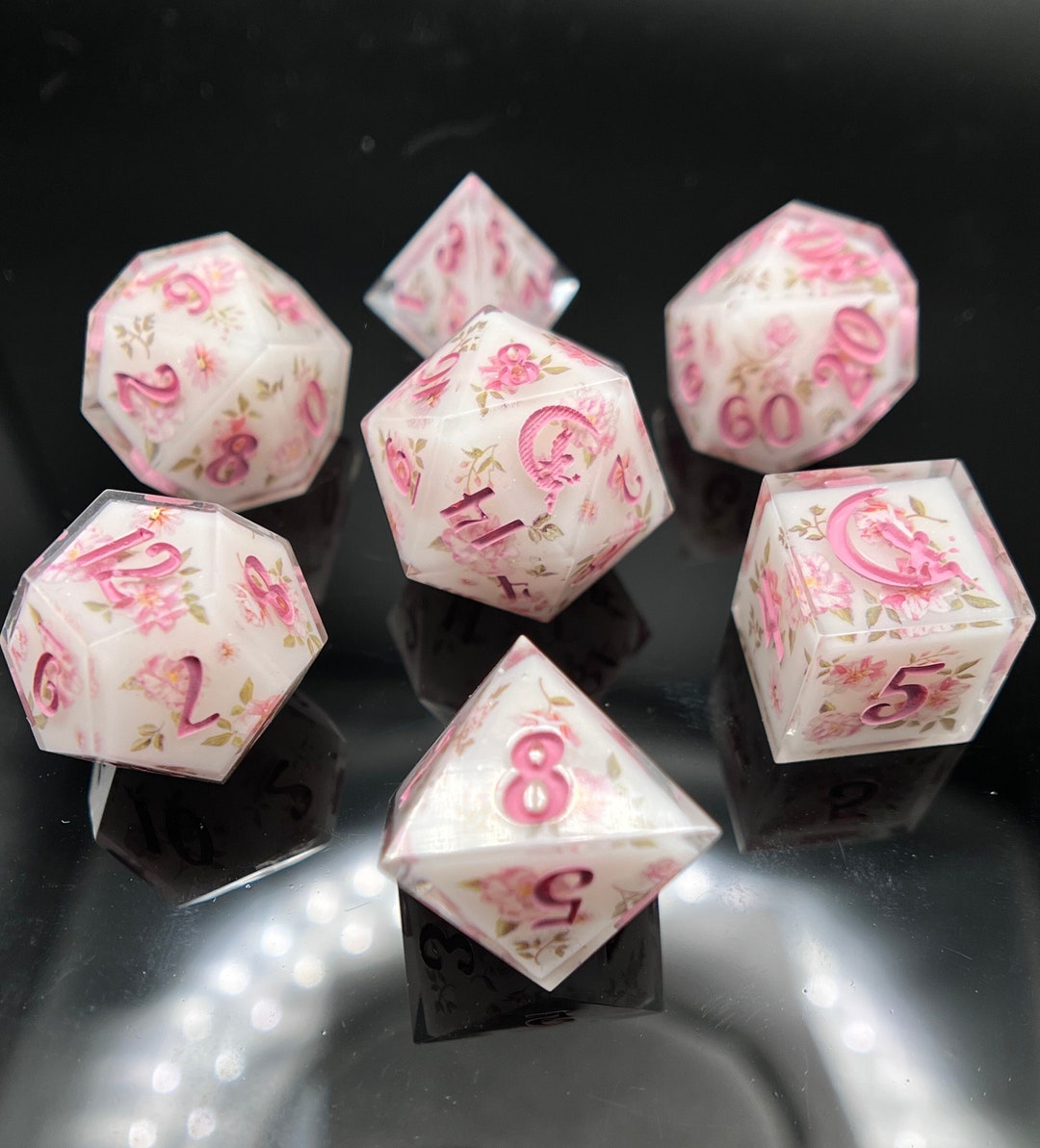 Victorian Rose Dice Set | Rose Dice | Floral Dice | Handmade Resin Dice ...