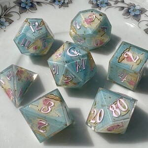 Tea Parlor Dice Set| Teacup Dice | Floral Dice | Artisan Resin Dice Set ...