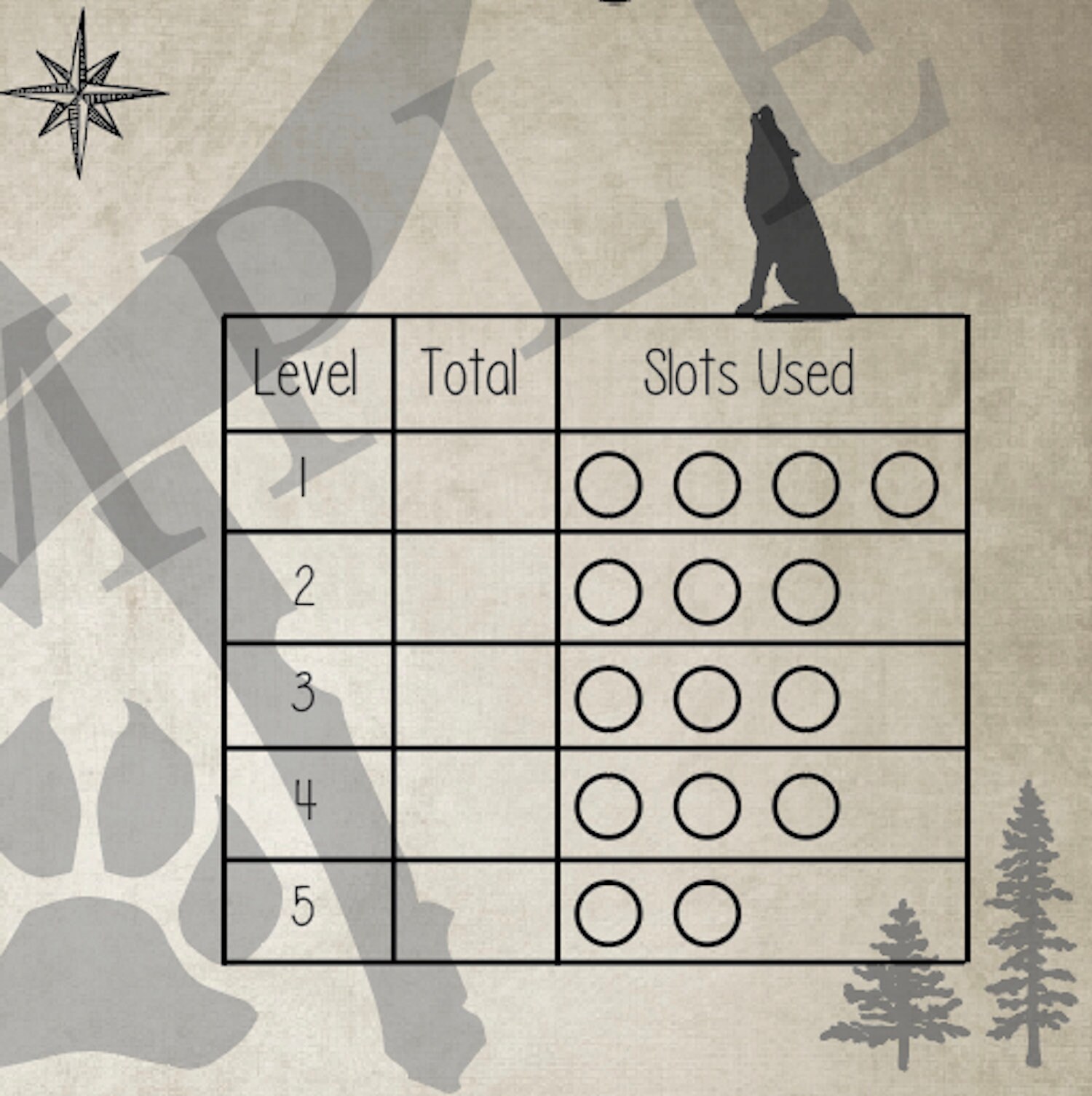 Ranger Spell Tracker Dnd Spell Slot Tracker Spell Tracker | Etsy