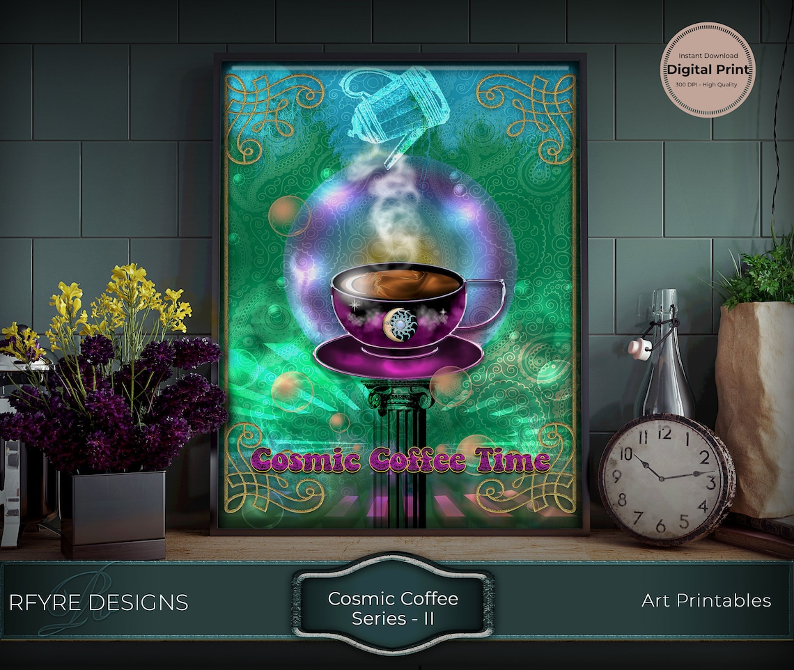 Instant Download Psychedelic Coffee Art Boho Print Digital - Etsy