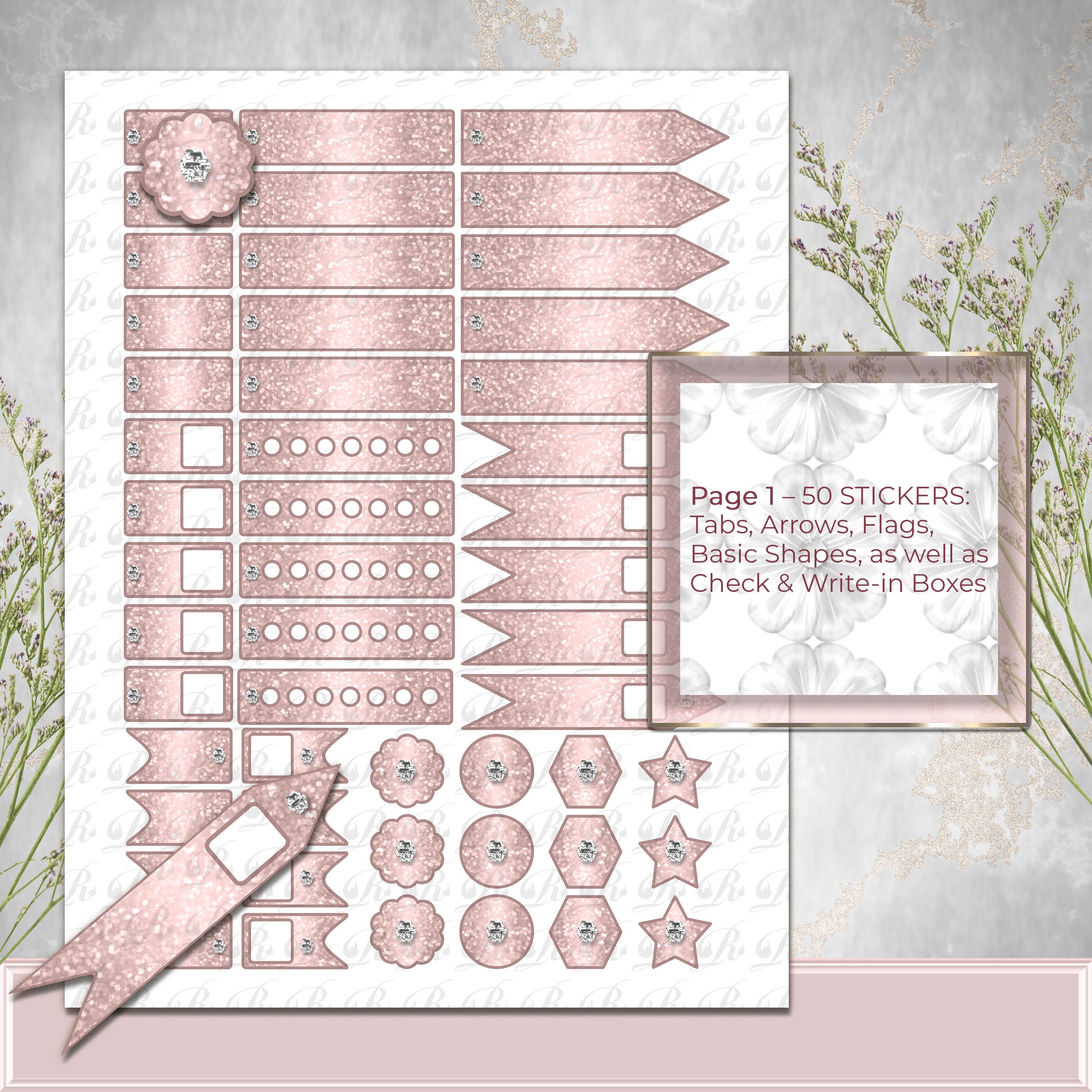 Printable Rose Gold Planner Stickers Erin Condren, ECLP Stickers ...