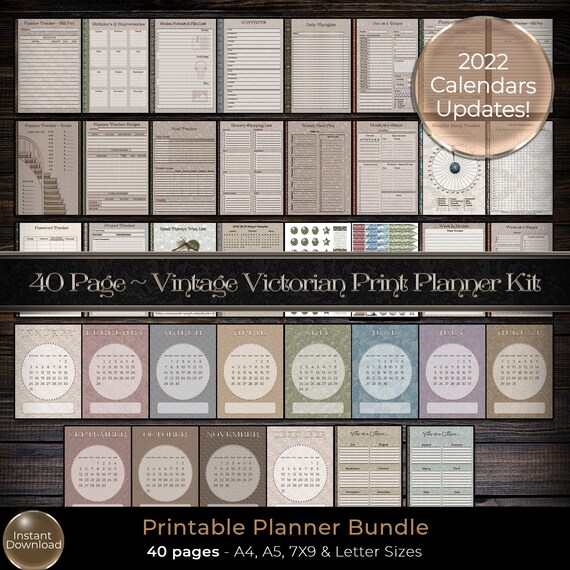 Vintage Victorian Floral Print Planner Junk Journal Kit - Etsy