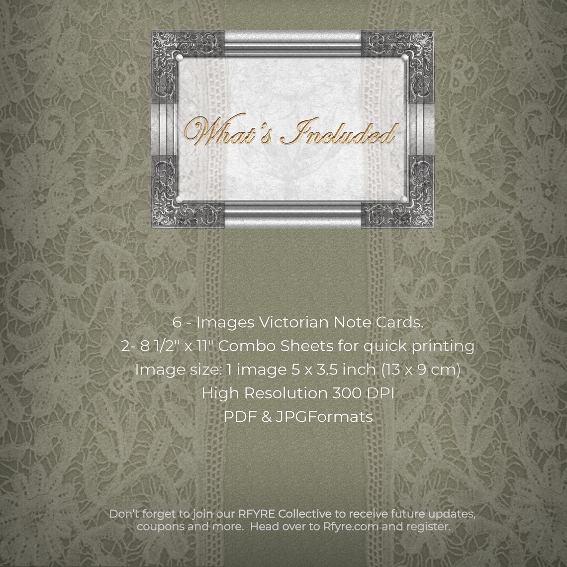 Victorian Vintage Gilded Frames Note Card Set for Use in Junk Journals ...