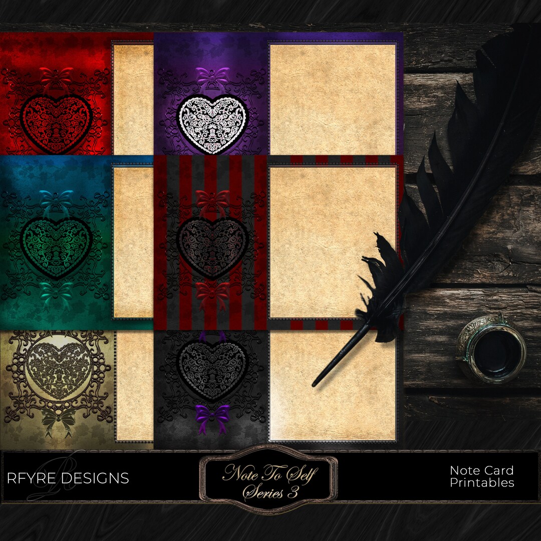 Gothic Note Card Set for Use in Junk Journals or Bullet Journals. Goth ...