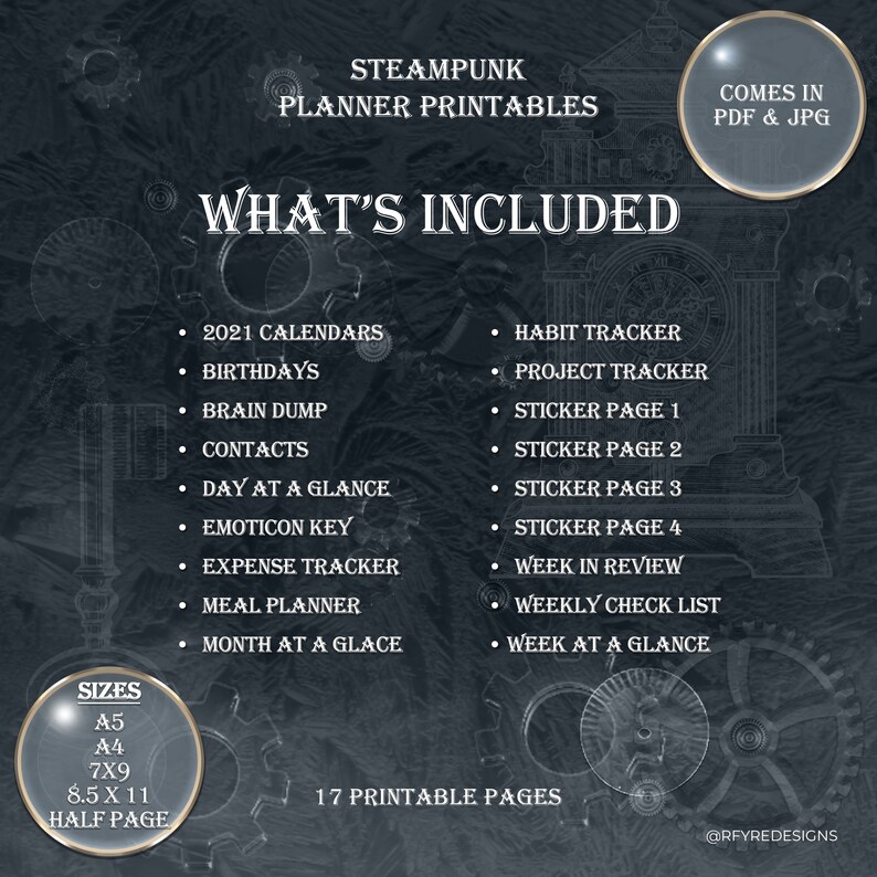 Winter Steampunk Daily Planner Vintage Printable Planner | Etsy