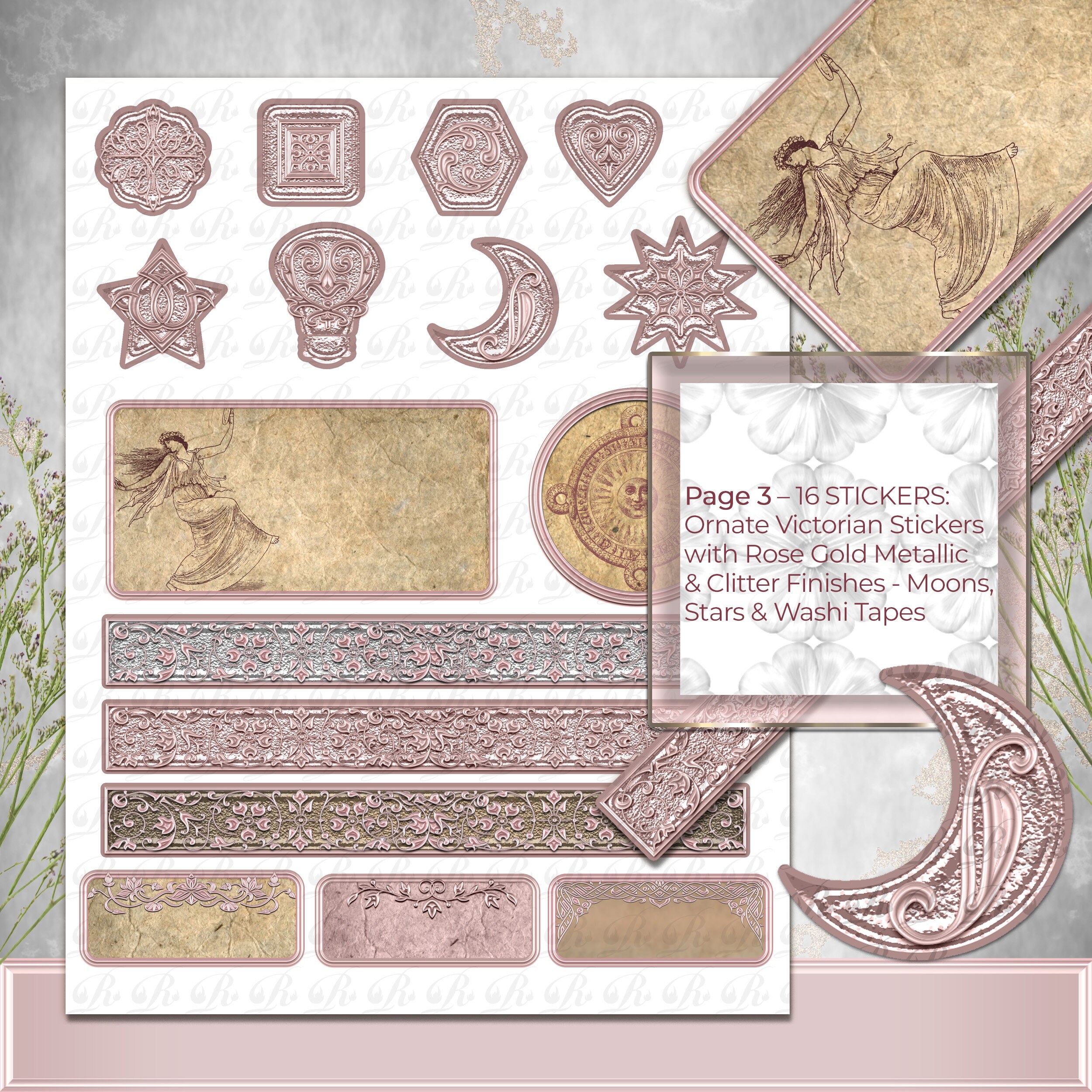 Printable Rose Gold Planner Stickers Erin Condren, ECLP Stickers ...