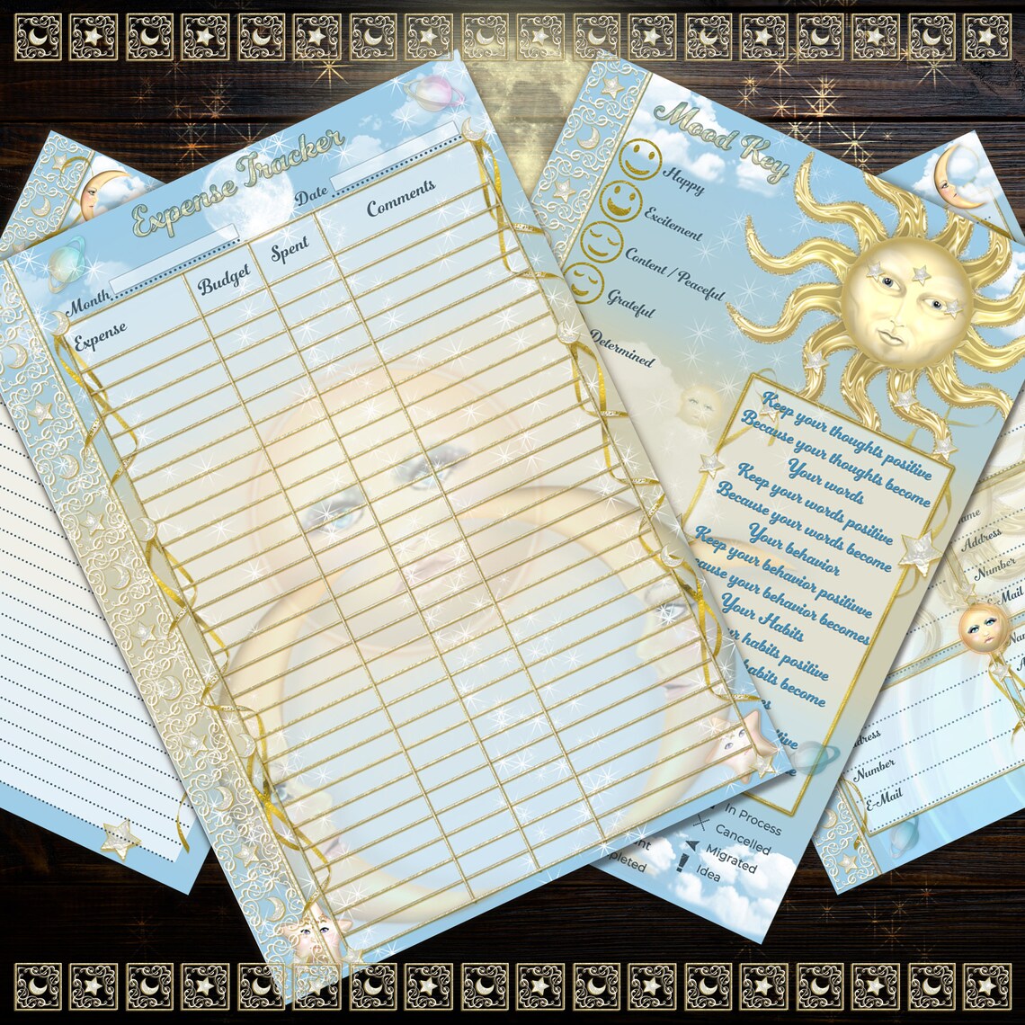Celestial Daily Planner, Vintage Printable Planner Pages, Weekly ...