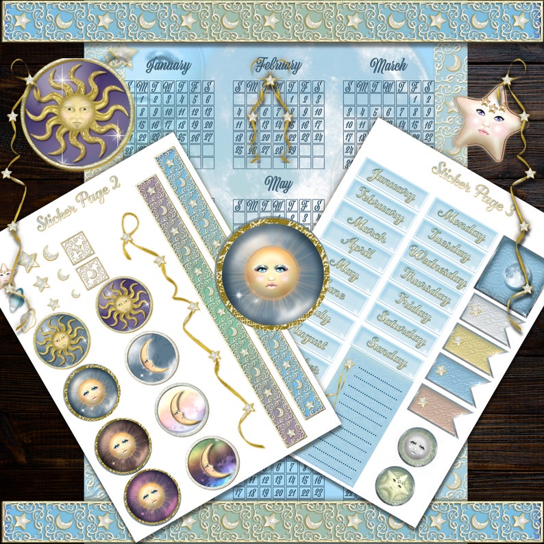 Celestial Daily Planner, Vintage Printable Planner Pages, Weekly ...