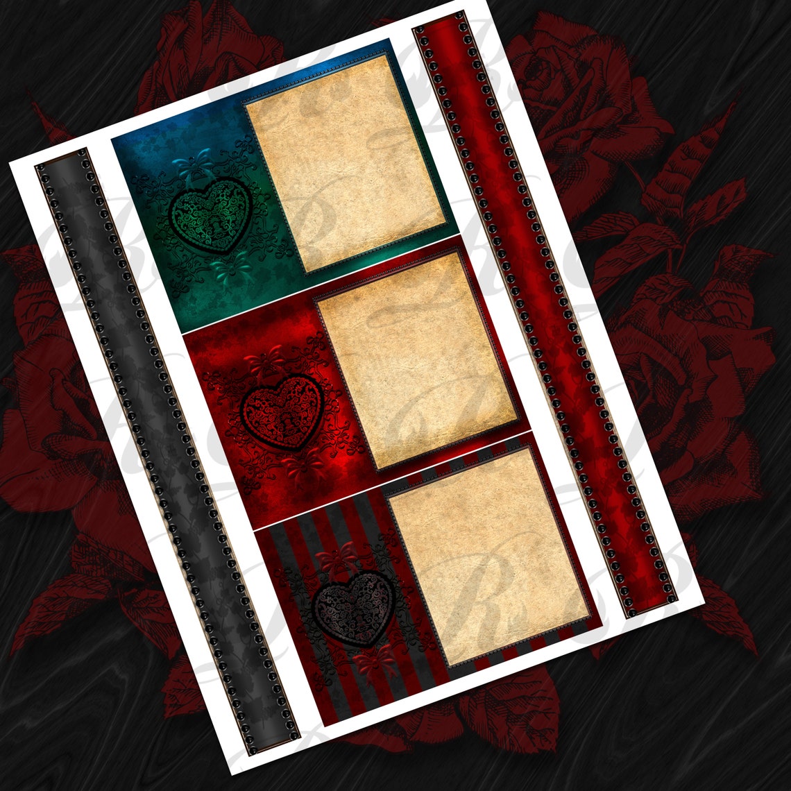 Gothic Note Card Set for Use in Junk Journals or Bullet Journals. Goth ...