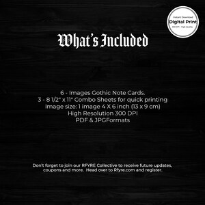 Gothic Note Card Set for Use in Junk Journals or Bullet - Etsy