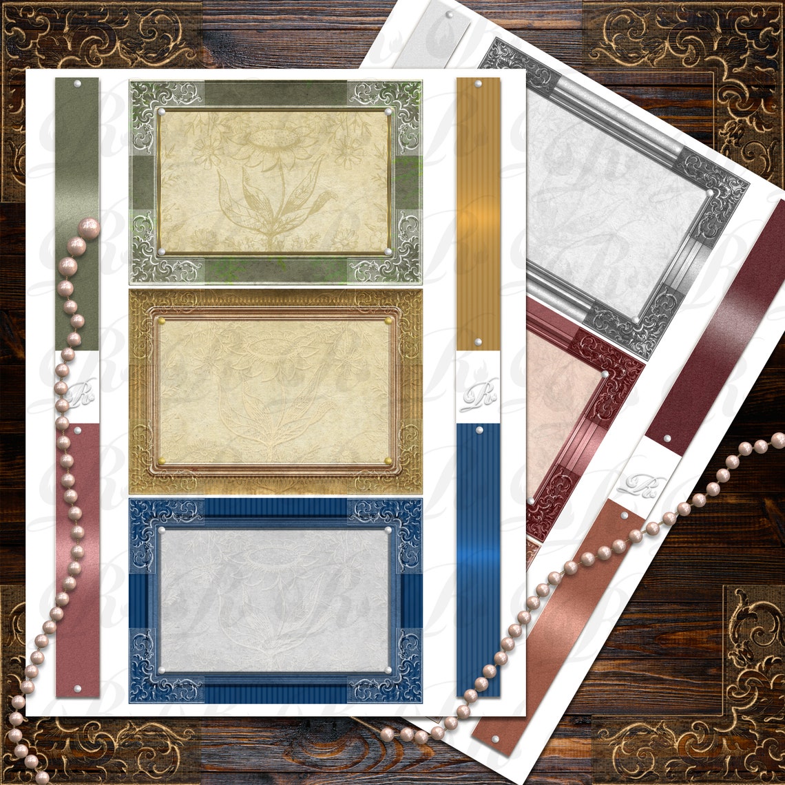 Victorian Vintage Gilded Frames Note Card Set for Use in Junk Journals ...