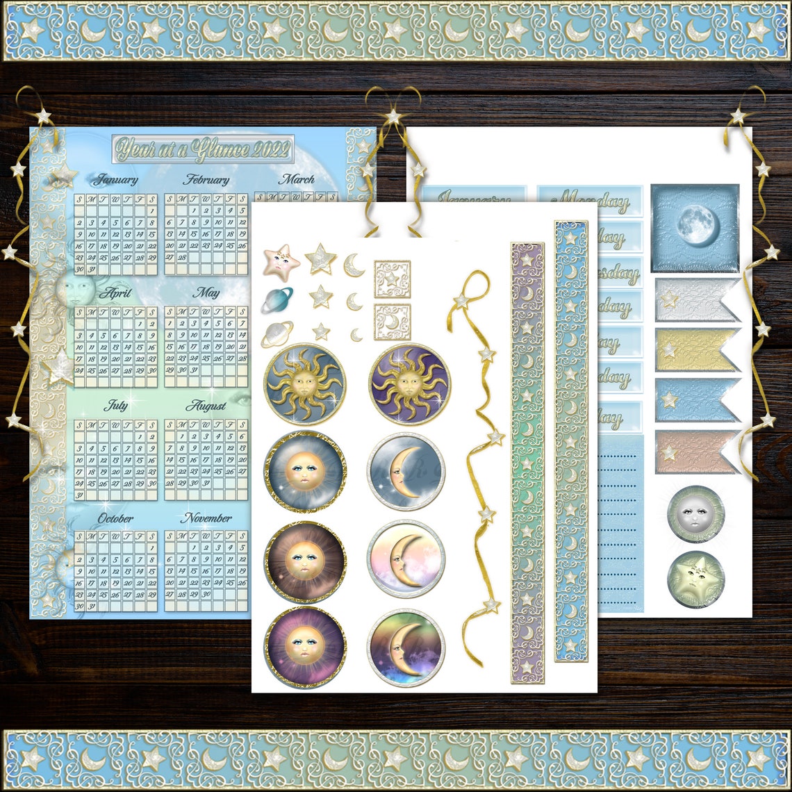 Celestial Daily Planner Vintage Printable Planner Pages - Etsy