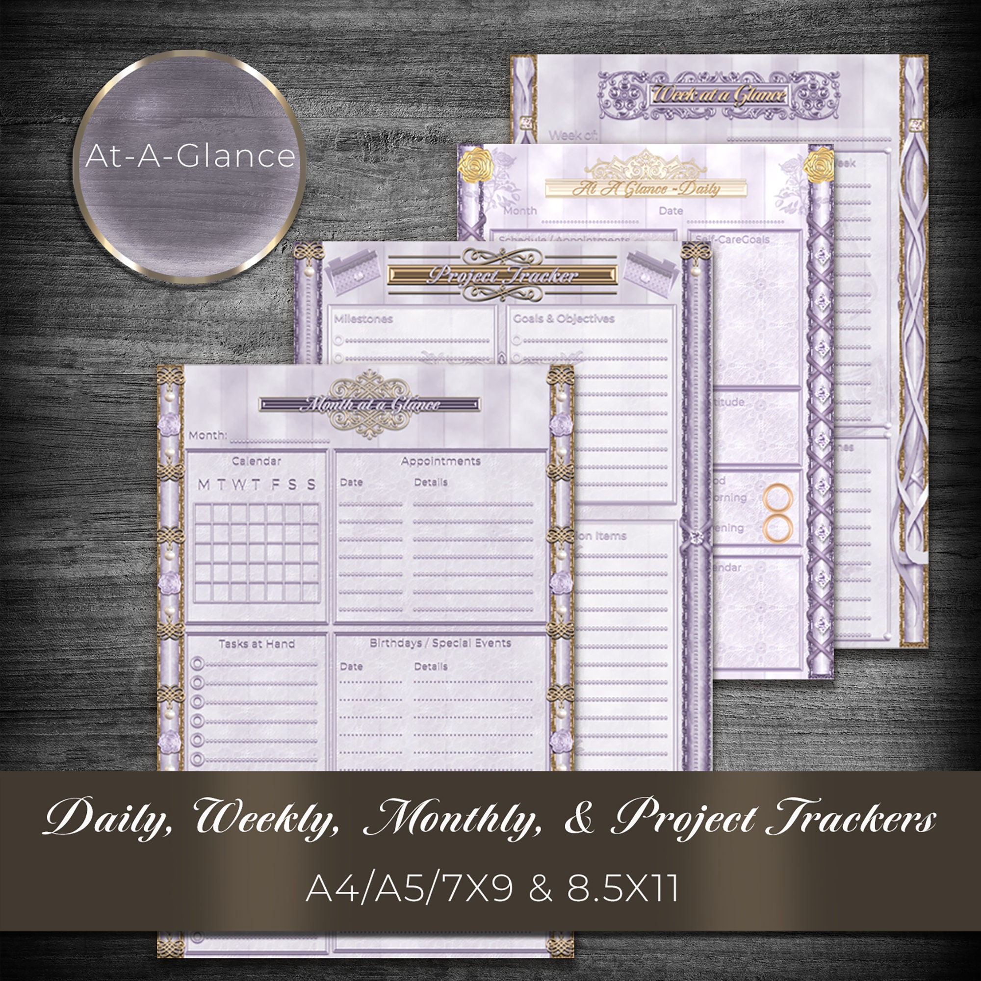 Victorian Lavender Gold Daily Plannervintage Printable - Etsy