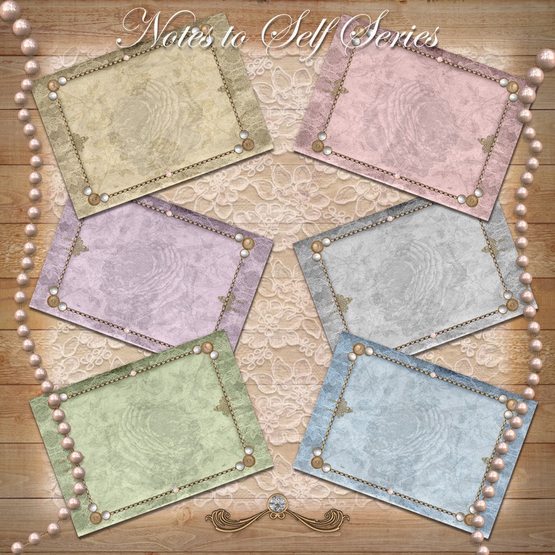 Victorian Vintage Lace and Pearl Note Card Set for Use in Junk Journals ...