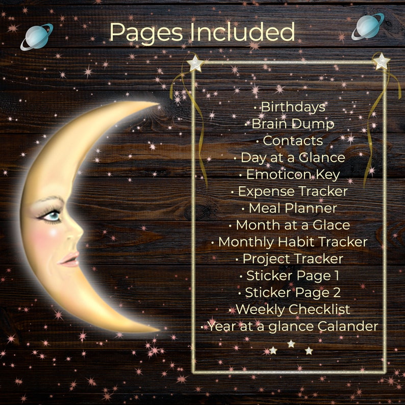 Celestial Daily Planner, Vintage Printable Planner Pages, Weekly ...