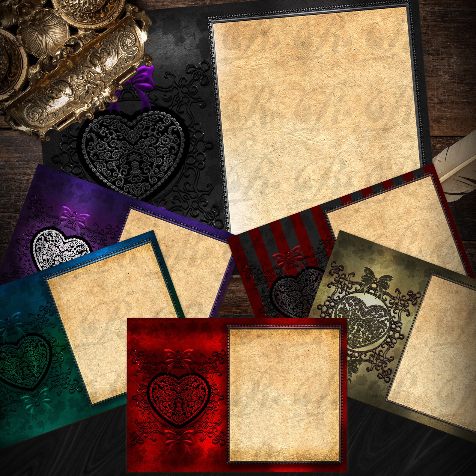 Gothic Note Card Set for Use in Junk Journals or Bullet Journals. Goth ...