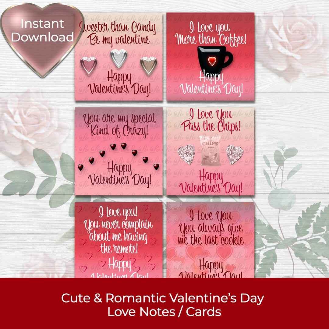 Romantic Valentine's Day Cards, Love Notes (instant Download) - Etsy