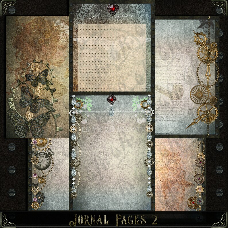 Steampunk Jewel Junk Journal Kit , Printable Vintage Journal Pages ...
