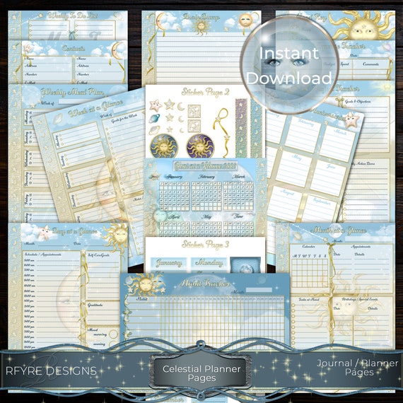 Celestial Daily Planner Vintage Printable Planner Pages - Etsy