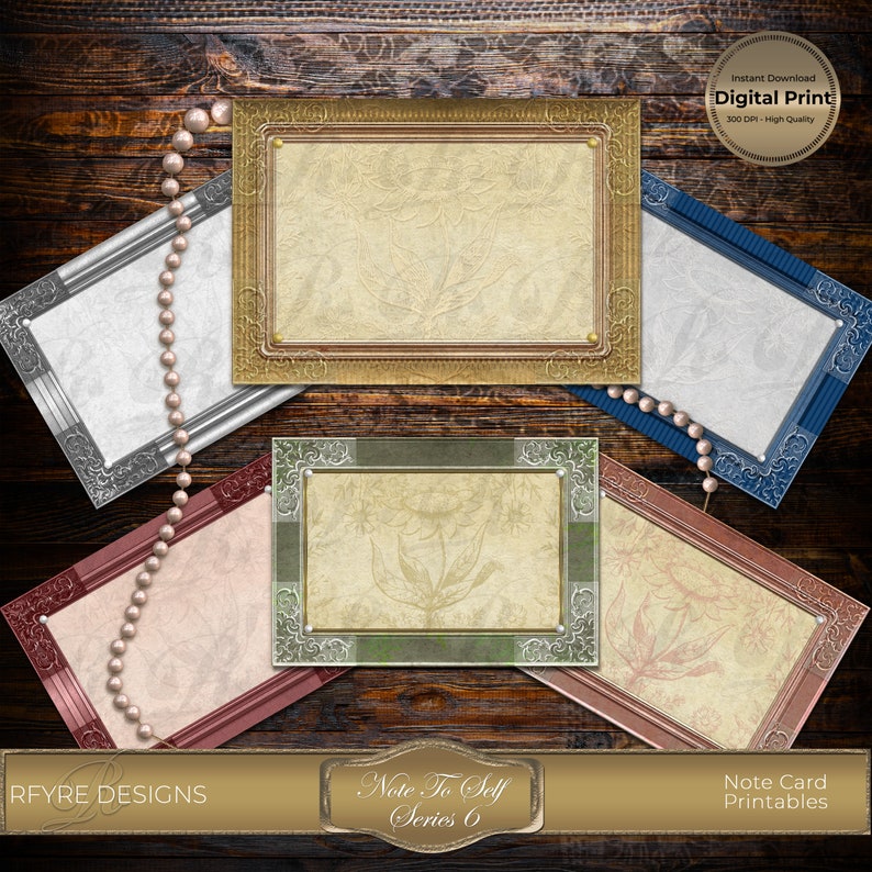 Victorian Vintage Gilded Frames Note Card Set for Use in Junk Journals ...