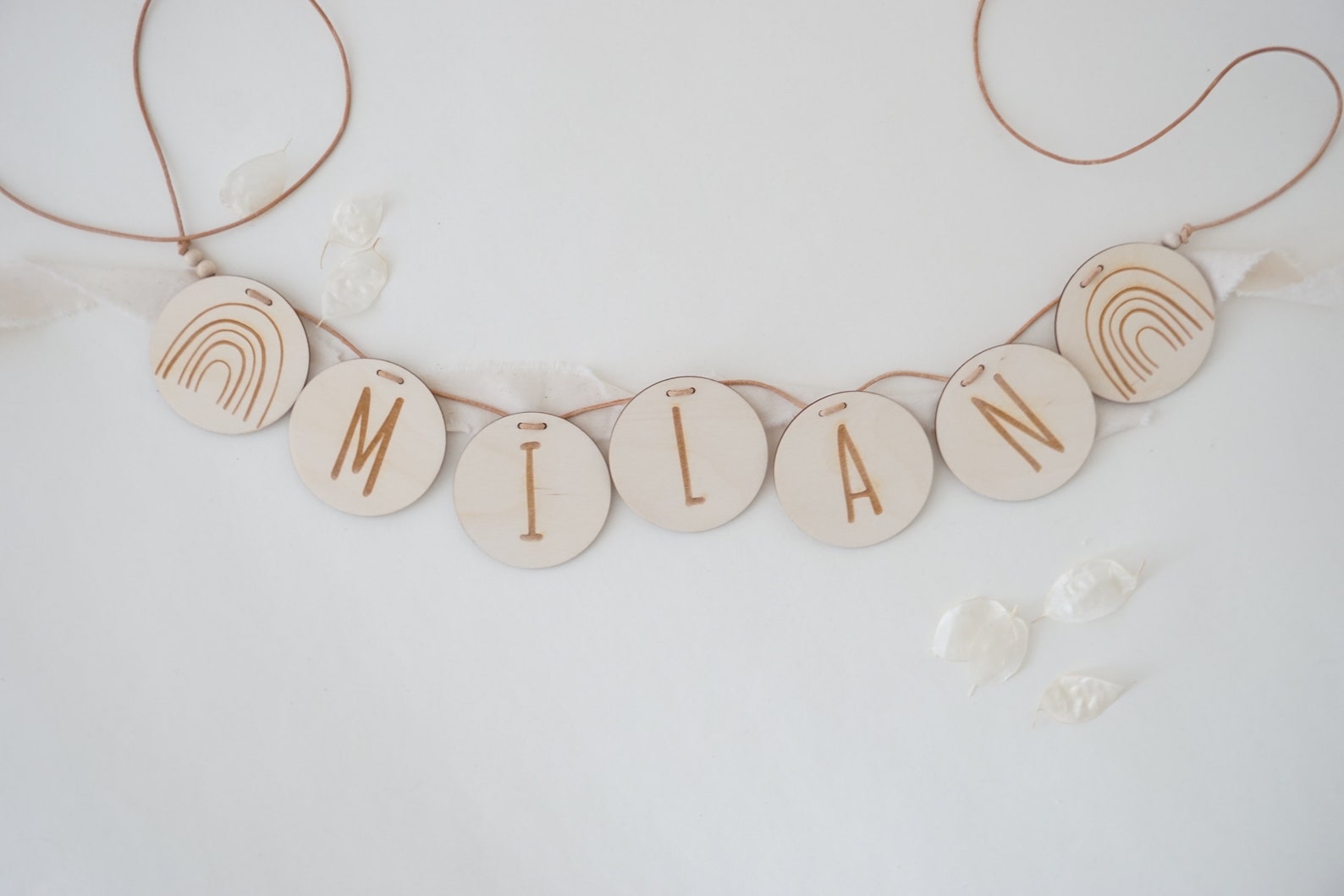 Name Garland Wooden Garland 7cm Wooden Discs - Etsy