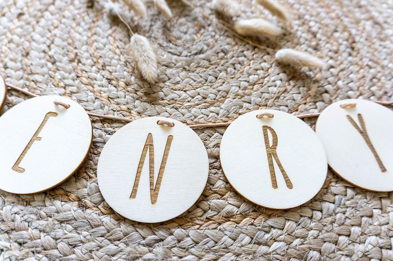 Name Garland Wooden Garland 7cm Wooden Discs - Etsy