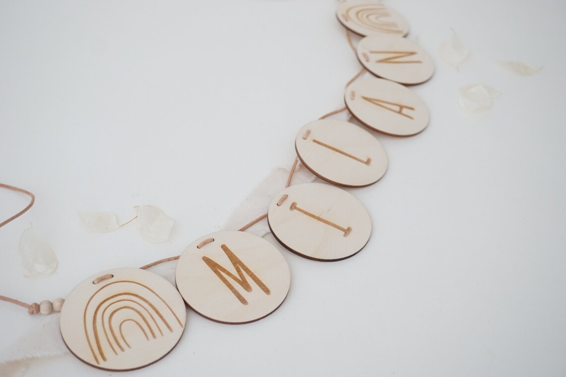 Name Garland Wooden Garland 7cm Wooden Discs - Etsy